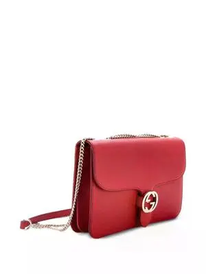 Gucci Interlocking Leather Medium Shoulder Bag - Red