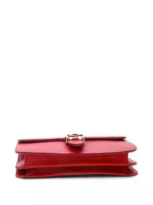 Gucci Interlocking Leather Medium Shoulder Bag - Red