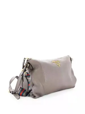 Prada Dual Strap Flat Vitello Daino Medium Crossbody Bag - Grey