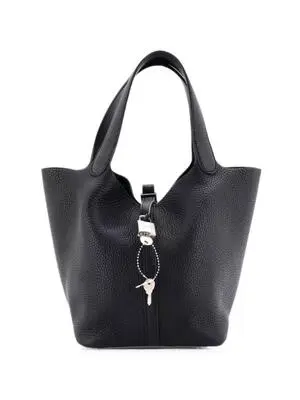 Hermès Picotin Lock Bag Clemence Mm Bucket Bag - Black