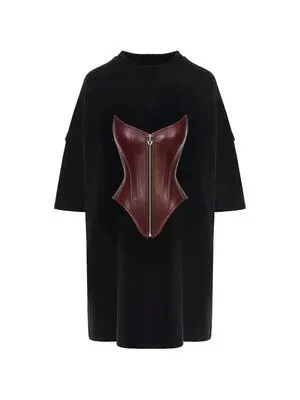 HAMZA Corset-detail T-shirt Dress - Black