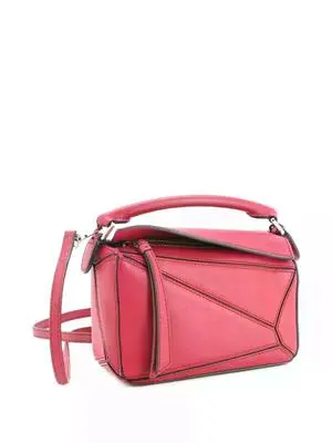 Loewe Puzzle Bag Leather Mini Crossbody Bag - Red