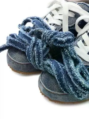 Loewe 2000s Deconstructed Denim Lace-up Sneakers