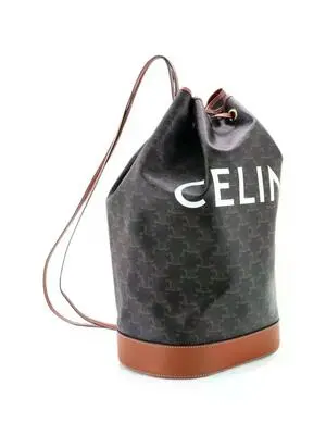 Celine Sailor Bag Triomphe Coated Canvas Medium Bucket Bag
