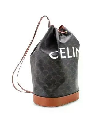 Celine Sailor Triomphe Coated Canvas Bucket Bag - Brown