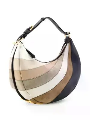 Fendi Fendigraphy Bag Striped Leather And Suede Small Hobo Bag