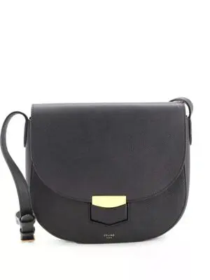 Celine Trotteur Grainy Leather Medium Crossbody Bag - Black