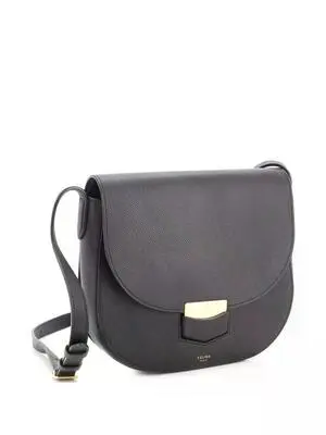 Celine Trotteur Grainy Leather Medium Crossbody Bag - Black