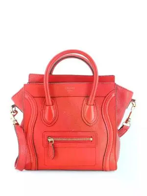 Celine Luggage Bag Grainy Leather Nano Crossbody Bag - Red