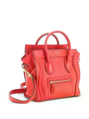 Celine Luggage Bag Grainy Leather Nano Crossbody Bag - Red