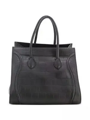 Celine Phantom Bag Crocodile Embossed Leather Medium Tote - Black