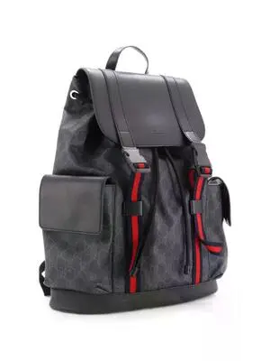 Gucci Gg Coated Canvas Large Backpack With Double Pockets