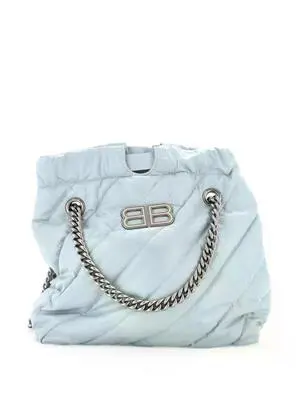 Balenciaga Crush Chain Quilted Crushed Calfskin Small Tote Bag - Blue