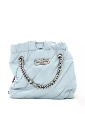 Balenciaga Crush Chain Quilted Calfskin Small Tote Bag - Blue