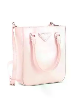 Prada Brushed Leather Convertible Tote Small Crossbody Bag - Pink