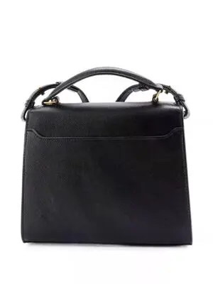 Saint Laurent Cassandra Top Handle Bag Leather Mini Shoulder Bag - Black