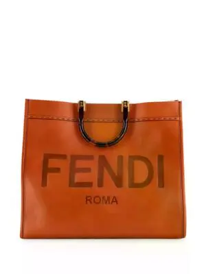 Fendi Sunshine Shopper Leather Large Tote Bag - Brown