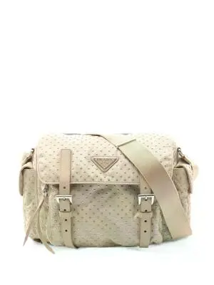 Prada 2010s Re-nylon Studded Shoulder Bag - Neutrals