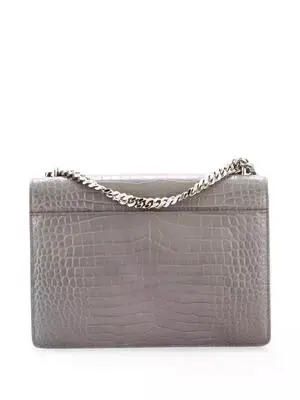 Saint Laurent Sunset Medium Crocodile Embossed Leather Crossbody Bag - Grey