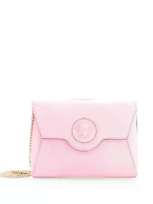 Versace La Medusa Envelope Flap Clutch On Chain Leather Crossbody Bag - Pink