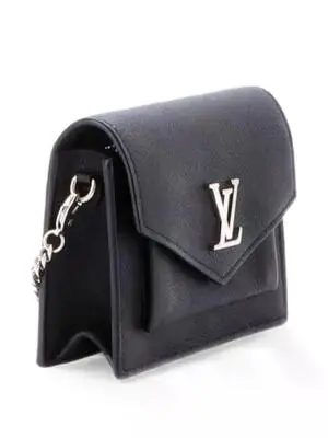 LOUIS VUITTON Mylockme Chain Pochette Leather Mini Shoulder Bag - Black