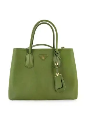 Prada Cuir Double Saffiano Leather Medium Tote Bag - Green