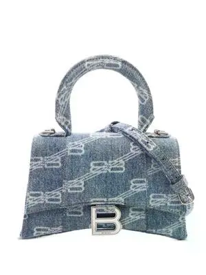 Balenciaga Hourglass Bb Monogram Denim Handbag - Blue