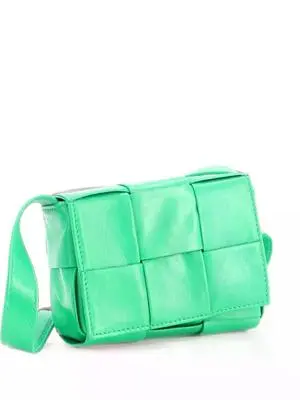 Bottega Veneta Cassette Maxi Intrecciato Leather Candy Crossbody Bag - Green