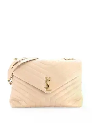 Saint Laurent Loulou Matelasse Chevron Leather Large Shoulder Bag - Neutrals