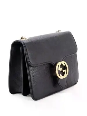 Gucci Interlocking Leather Small Shoulder Bag - Black