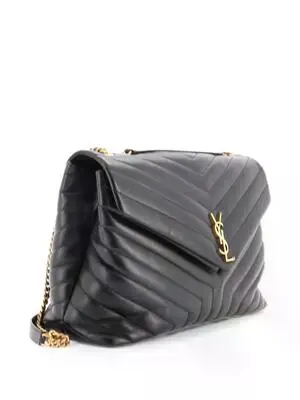 Saint Laurent Loulou Matelasse Chevron Leather Large Shoulder Bag - Black