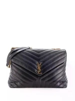 Saint Laurent Loulou Matelassé Chevron Leather Shoulder Bag - Black