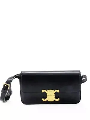 Celine Triomphe East-west Smooth Calfskin Shoulder Bag - Black