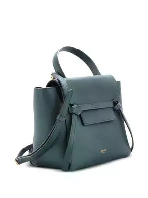Celine Textured Leather Nano Belt Bag Shoulder Bag - Green