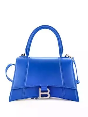 Balenciaga Hourglass Top Handle Bag Leather Small Satchel - Blue