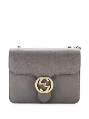 Gucci Interlocking Leather Small Shoulder Bag - Grey