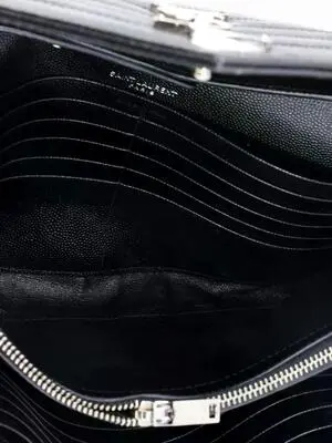 Saint Laurent Classic Monogram Wallet On Chain Matelasse Chevron Leather Medium Crossbody Bag - Black
