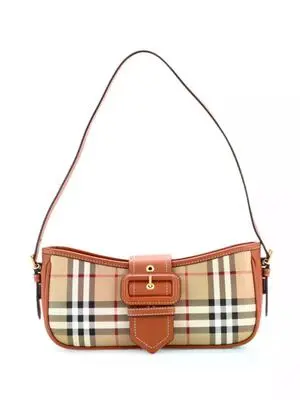 Burberry Vintage Check Coated Canvas Shoulder Bag With Buckle - Brown