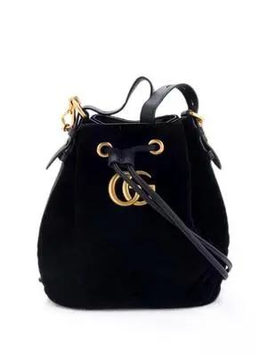 Gucci Gg Marmont Matelassé Velvet Small Bucket Bag - Black