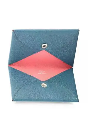 Hermès Calvi Verso Chevre Mysore Card Holder - Blue