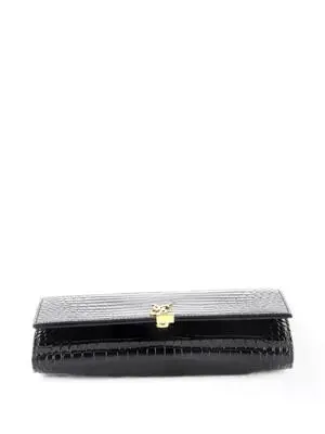 Saint Laurent Crocodile Embossed Leather Monogram Flap Wallet
