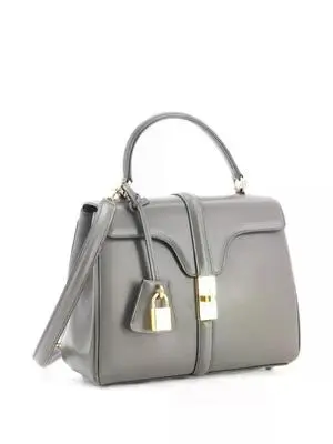 Celine 16 Top Handle Bag In Smooth Calfskin - Grey