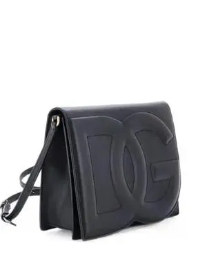 Dolce & Gabbana Dg Logo Flap Shoulder Bag Leather Small Crossbody Bag - Black