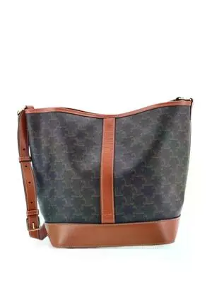 Celine Triomphe Coated Canvas Medium Bucket Bag - Brown