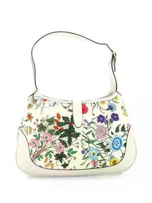 Gucci Jackie Flora Canvas Leather Medium Hobo Bag