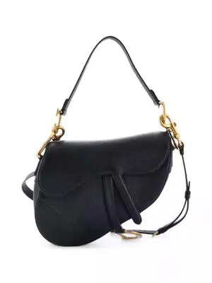 Dior Saddle Handbag Leather Medium Shoulder Bag - Black