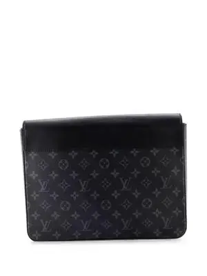 LOUIS VUITTON Pochette Steamer Monogram Eclipse Canvas Clutch Bag
