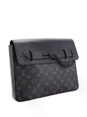 LOUIS VUITTON Monogram Eclipse Pochette Steamer Clutch Bag - Black