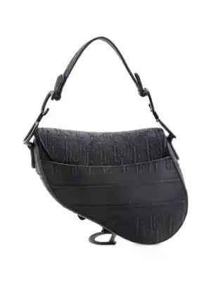 Dior Saddle Handbag Oblique Embossed Calfskin Mini Shoulder Bag - Black