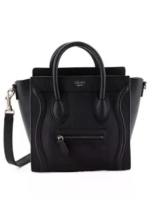 Celine Luggage Bag Grainy Leather Nano Crossbody Bag - Black